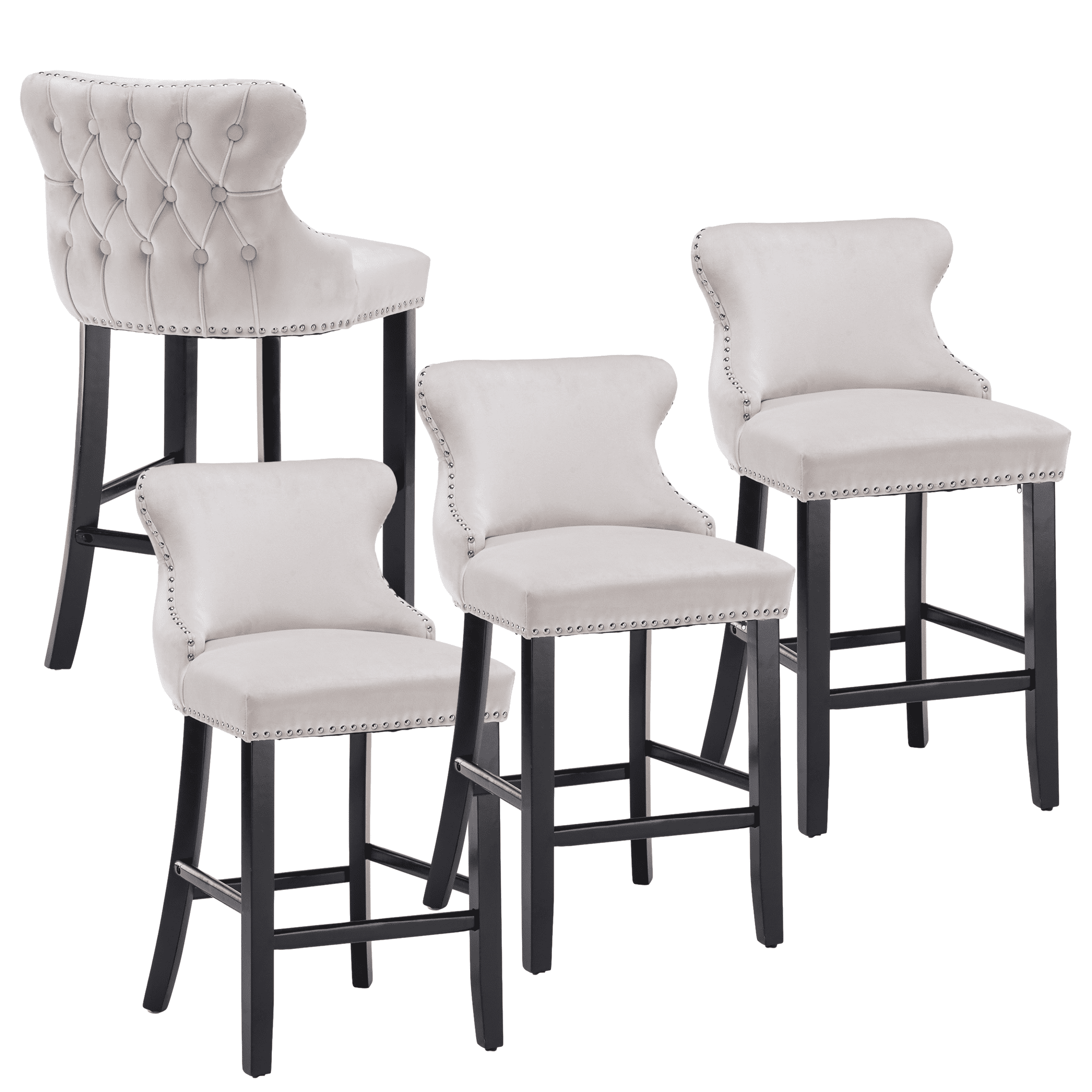 27 Inch Wingback Counter Height Bar Stools with Tufted Velvet Modern ...