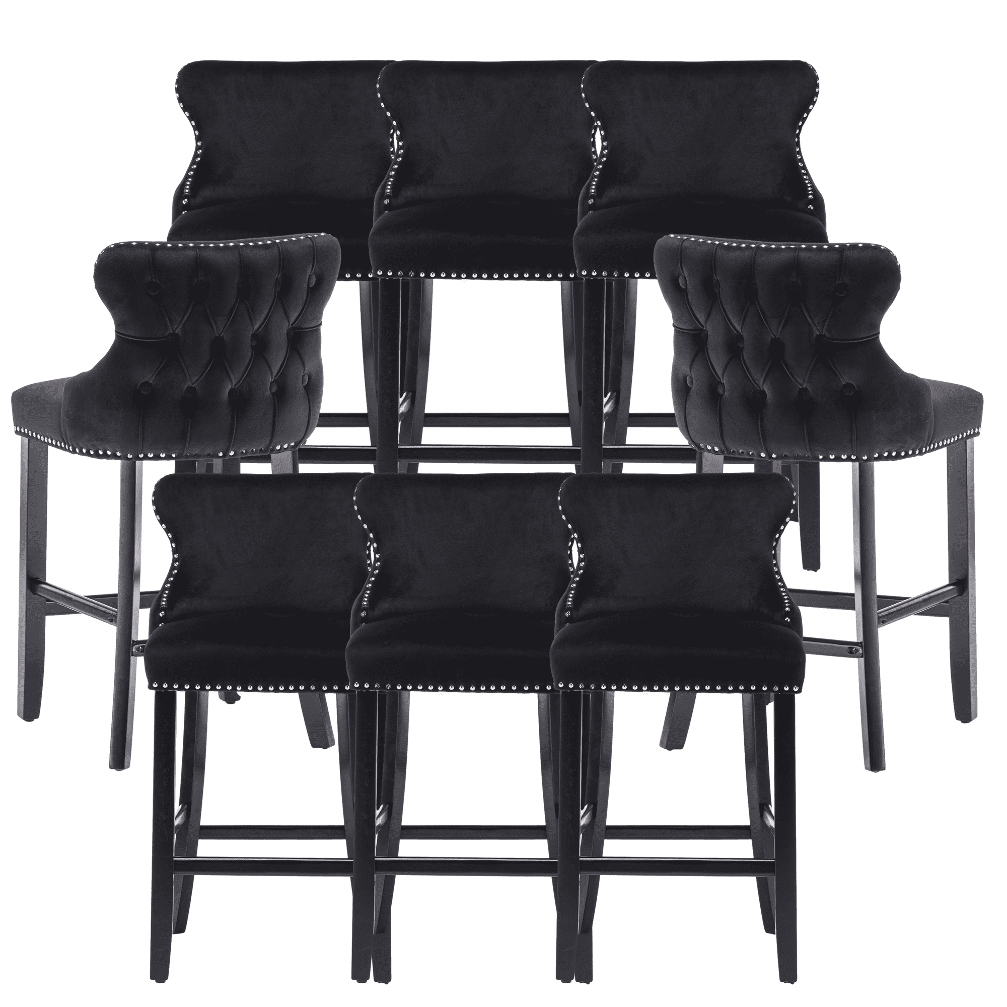 27 Inch Wingback Counter Height Bar Stools with Tufted Velvet Modern ...