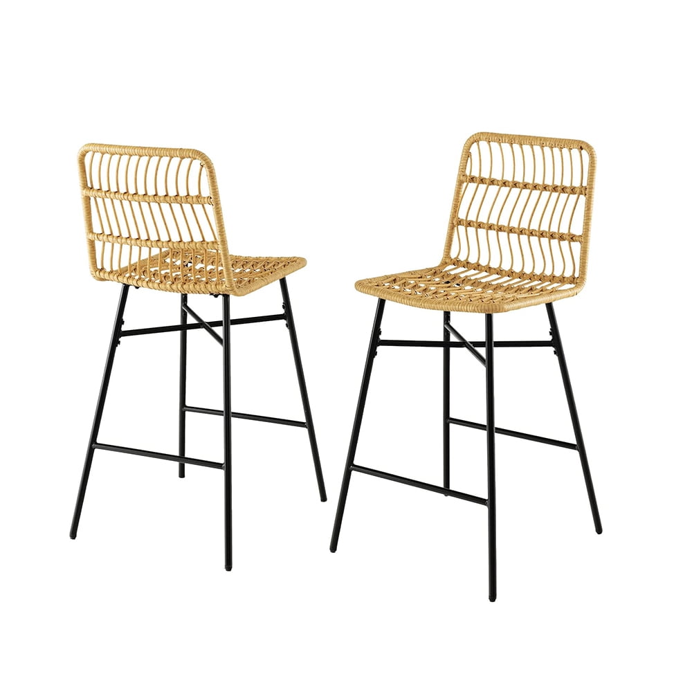 27 Inches Counter Height Bar Stools, Rattan Bar Stools, Modern Wicker ...