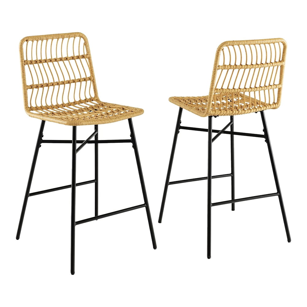 27 Inches Counter Height Bar Stools, Rattan Bar Stools, Modern Wicker ...