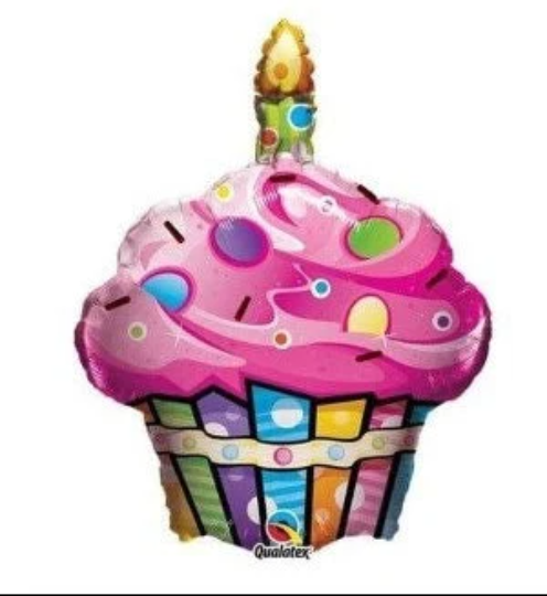 27" JEWELED CUPCAKE BALLOON • Large Shape Foil Mylar Balloon • Party ...