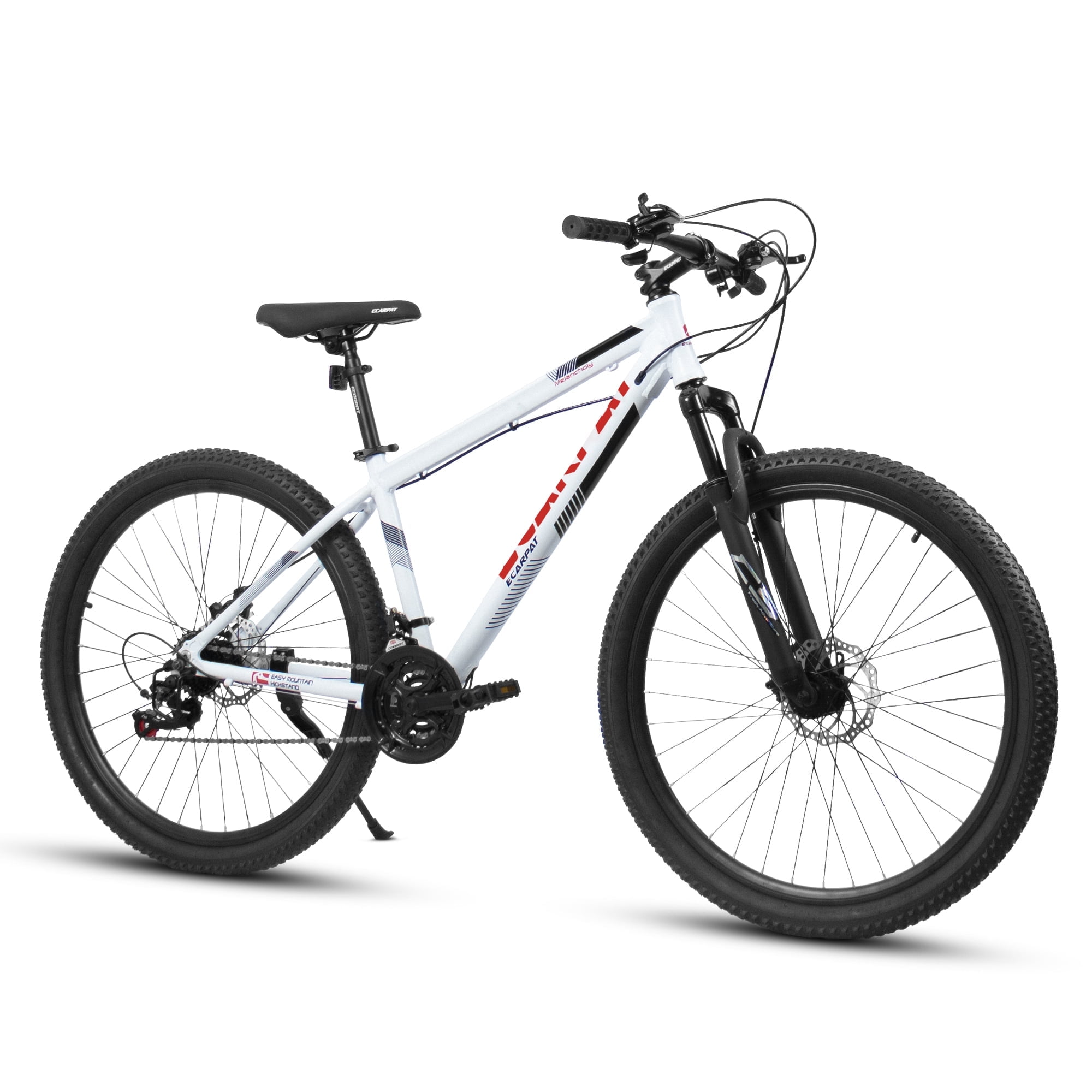 27" Lightweight Aluminum Mountain Bike, 21-Speed with Front Suspension - White - Walmart.com