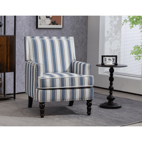 27" Linen Upholstered Modern Accent Chair, Comfy Reading Chair with ...