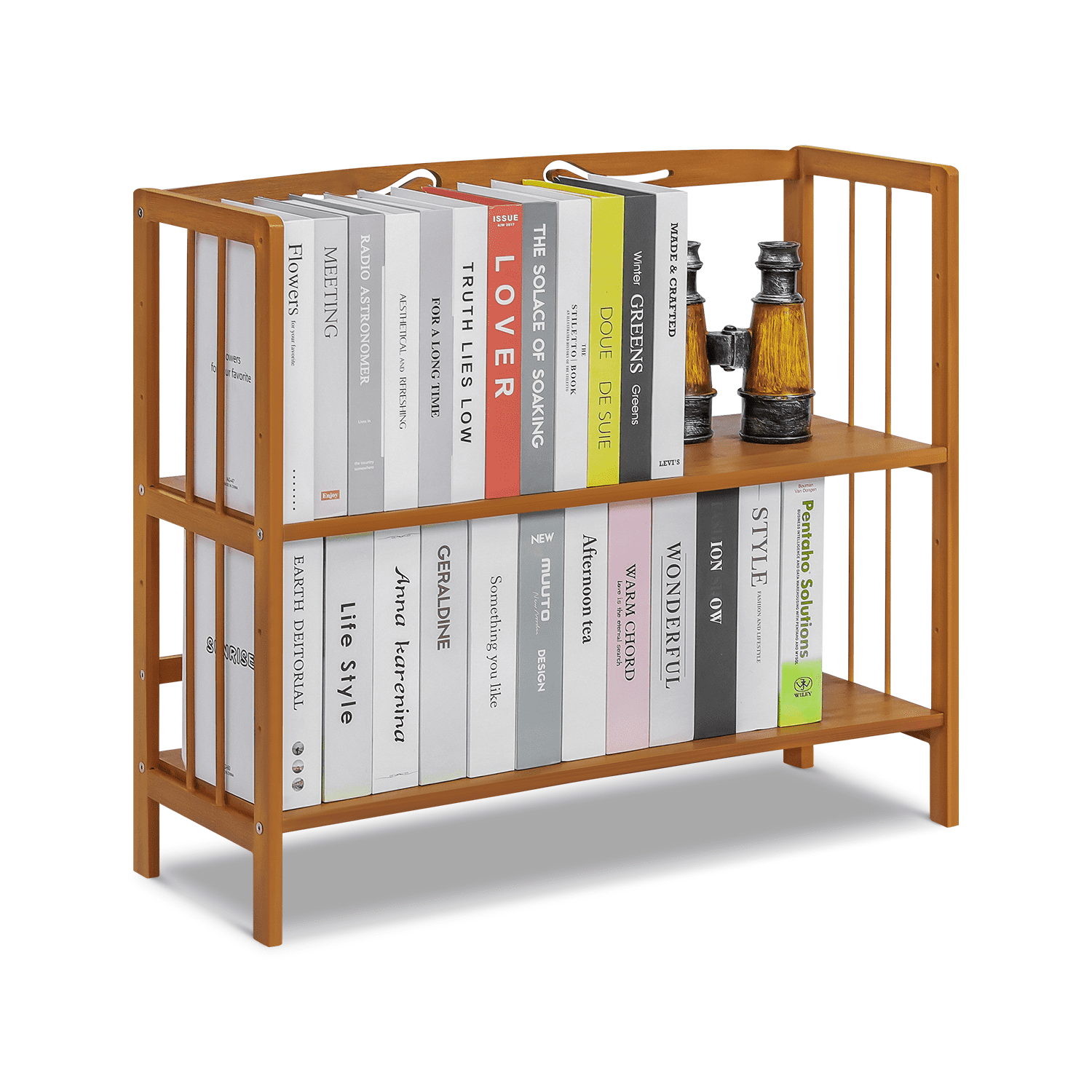 27"Natural Bamboo [ADJUSTABLE SHELF] 2-Tier Desktop Bookcase Tabletop ...