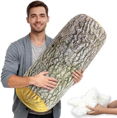 27" New Giant Log Pillow for Cabin Decor- Nature Pillow Tree Stump Wood ...