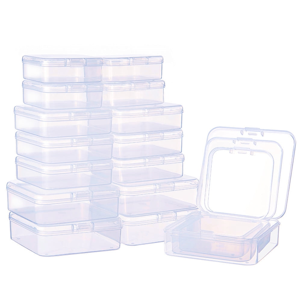 27 PACK Mixed size Rectangle Mini Clear Plastic Bead Storage Containers ...