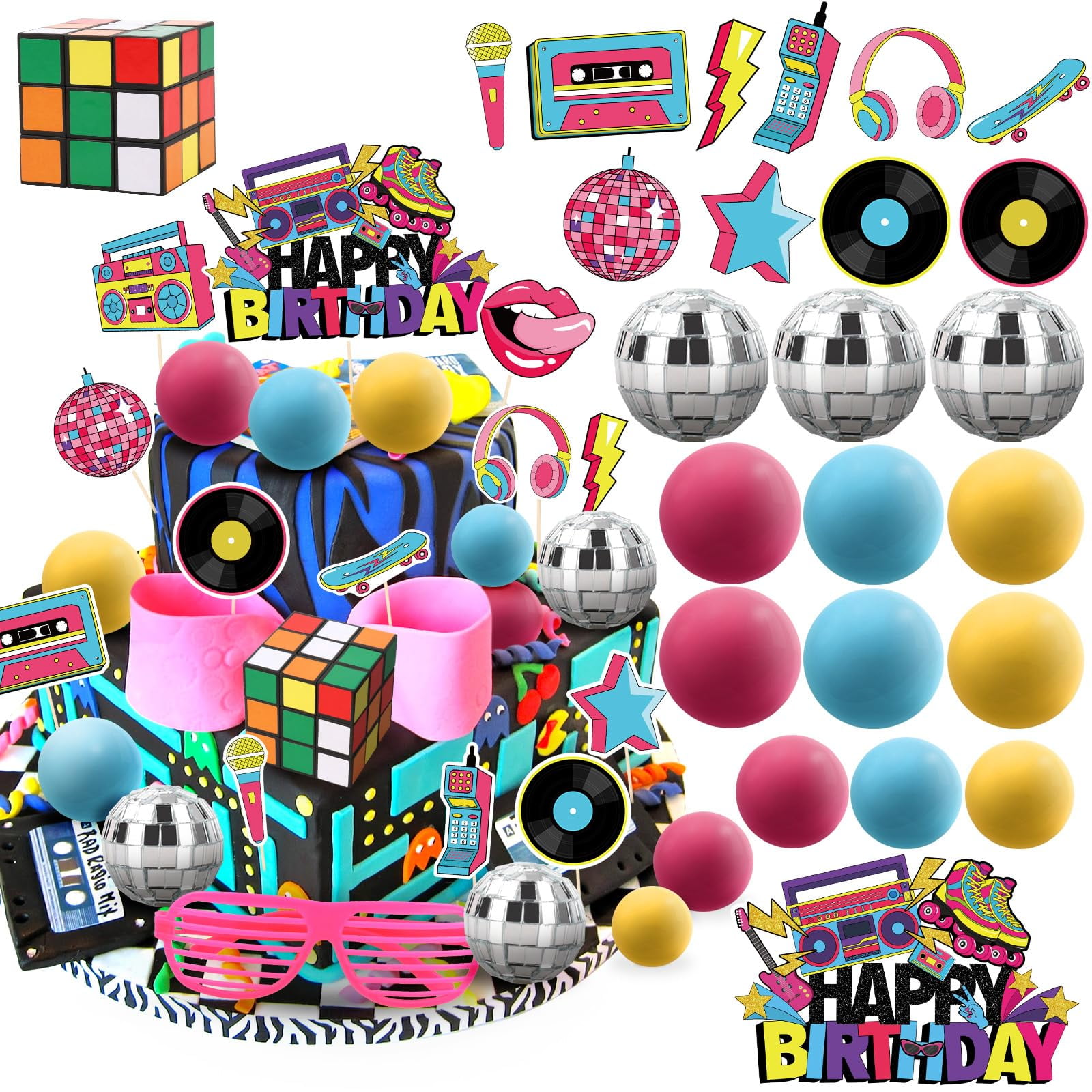 27 PCS 80s 90s Cake Toppers RST1 80s 90s Theme Party Decorations Retro ...