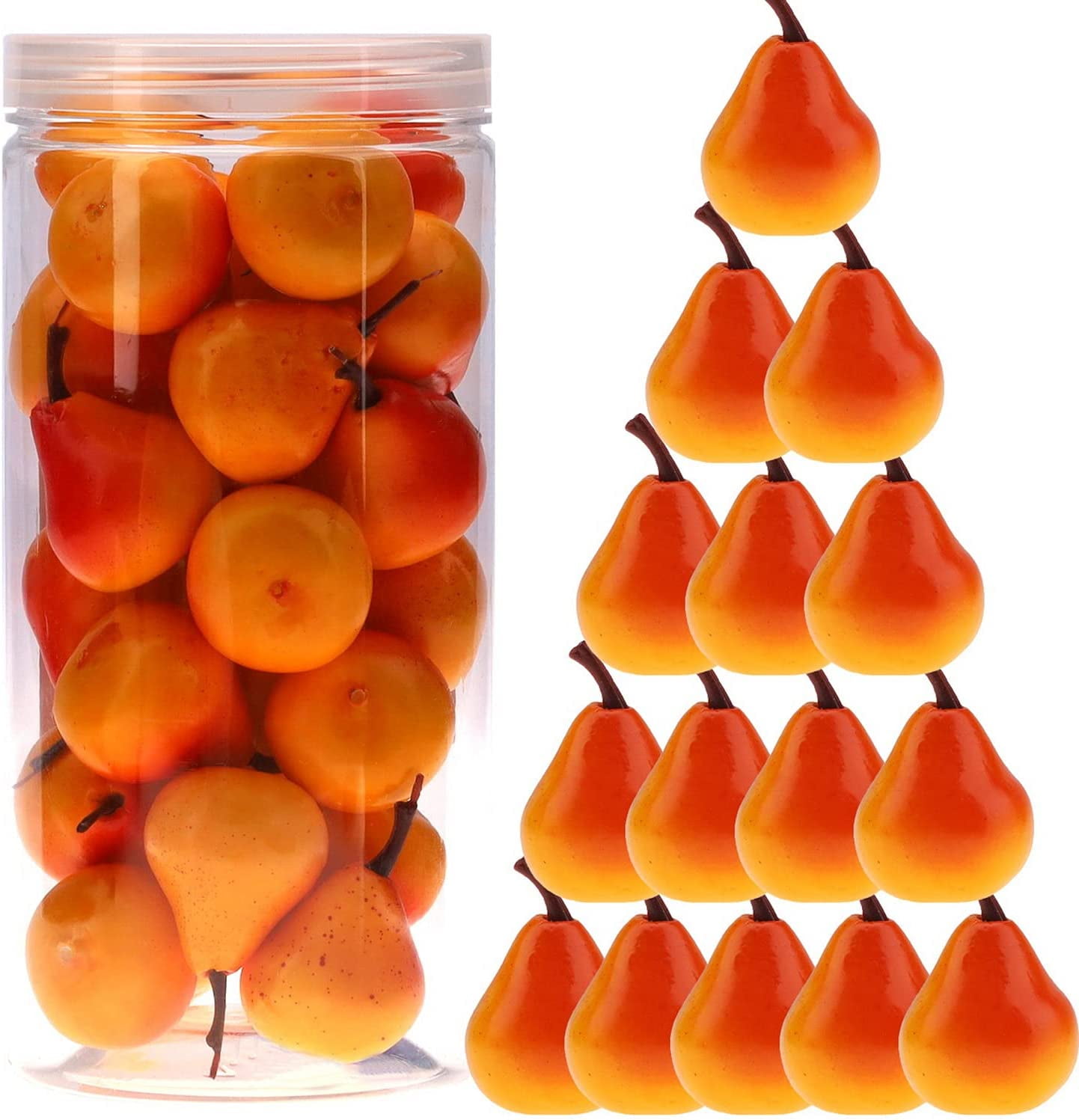 27 PCS Artificial Lifelike Mini Pears Fake Realistic Plastic Fruits PET ...
