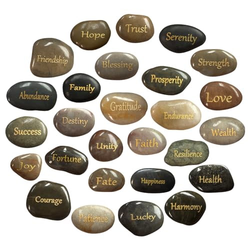 27 PCS Engraved Inspirational Stones Gift Stones with Inspirational ...
