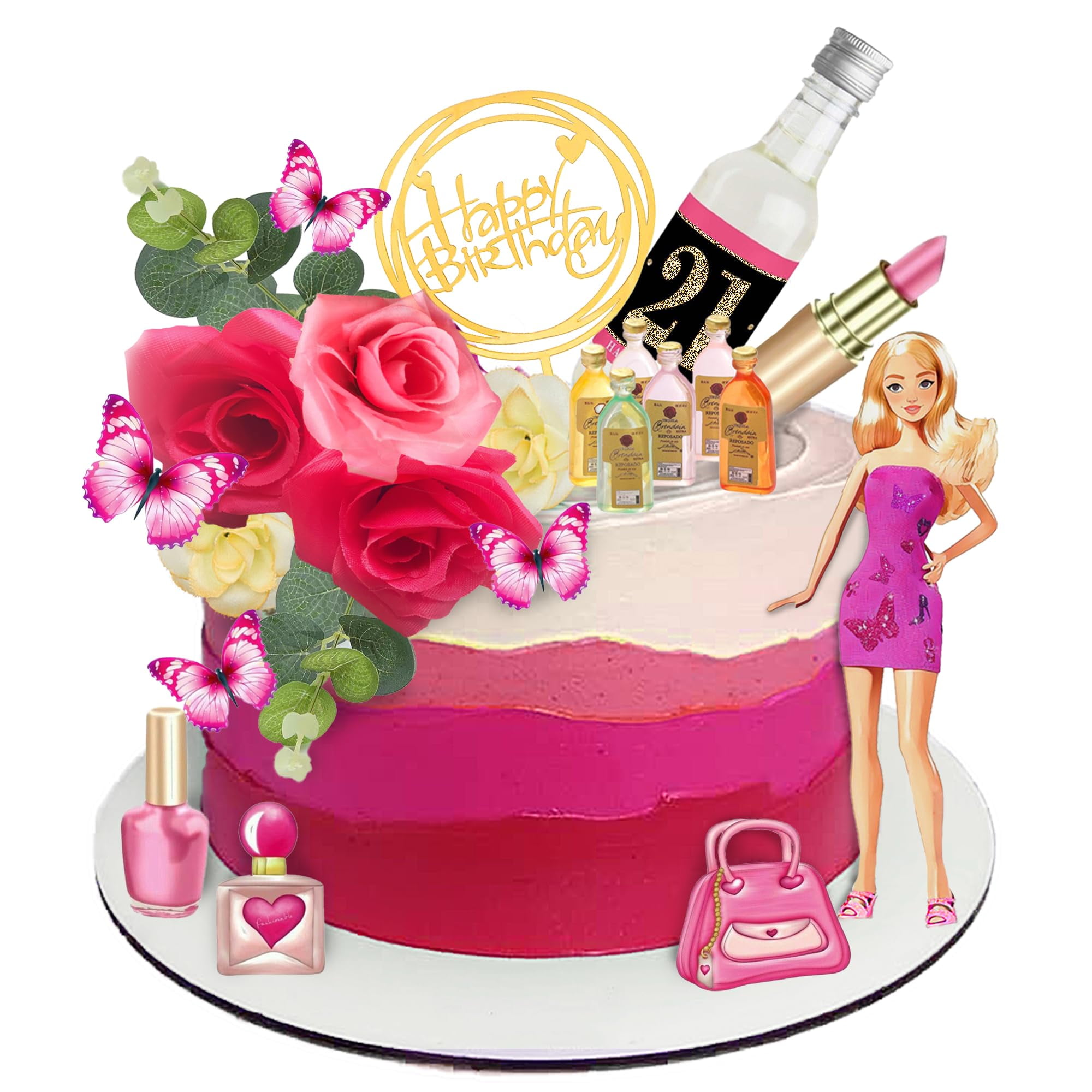 27 PCS MiniTRDN Wine Bottles Cake Toppers 21st birthday decorations ...