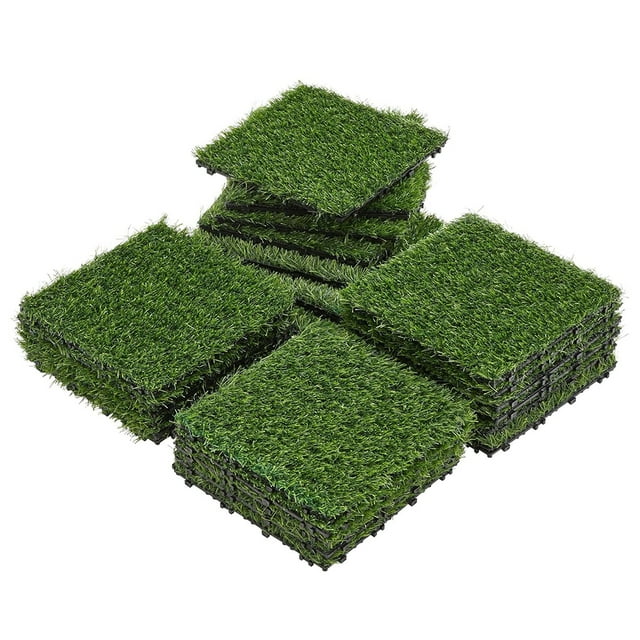 27 PCS Practical Turf, Interlocking Deck Tiles, Plastic Turf, Fake ...