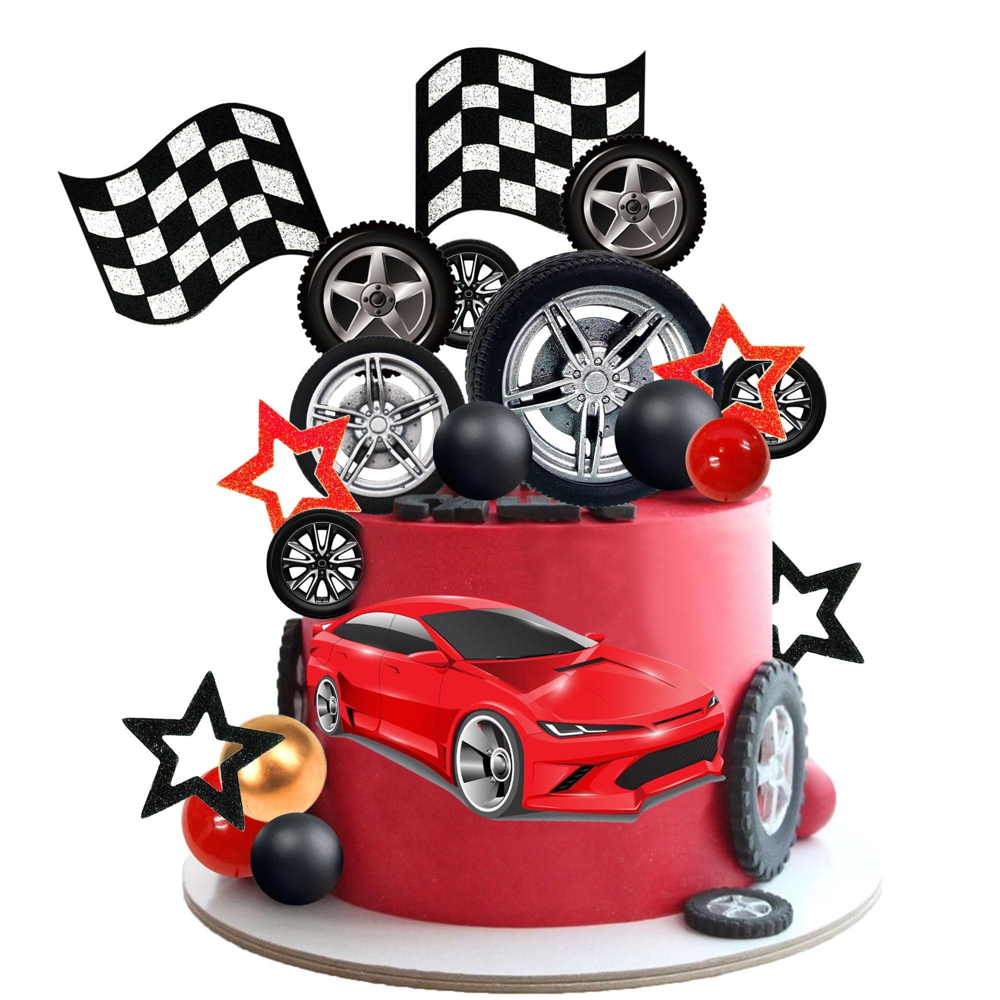 27 PCS Racing Wheel STF9 Cake Topper Tyre Cake Decorations for Man Boy ...