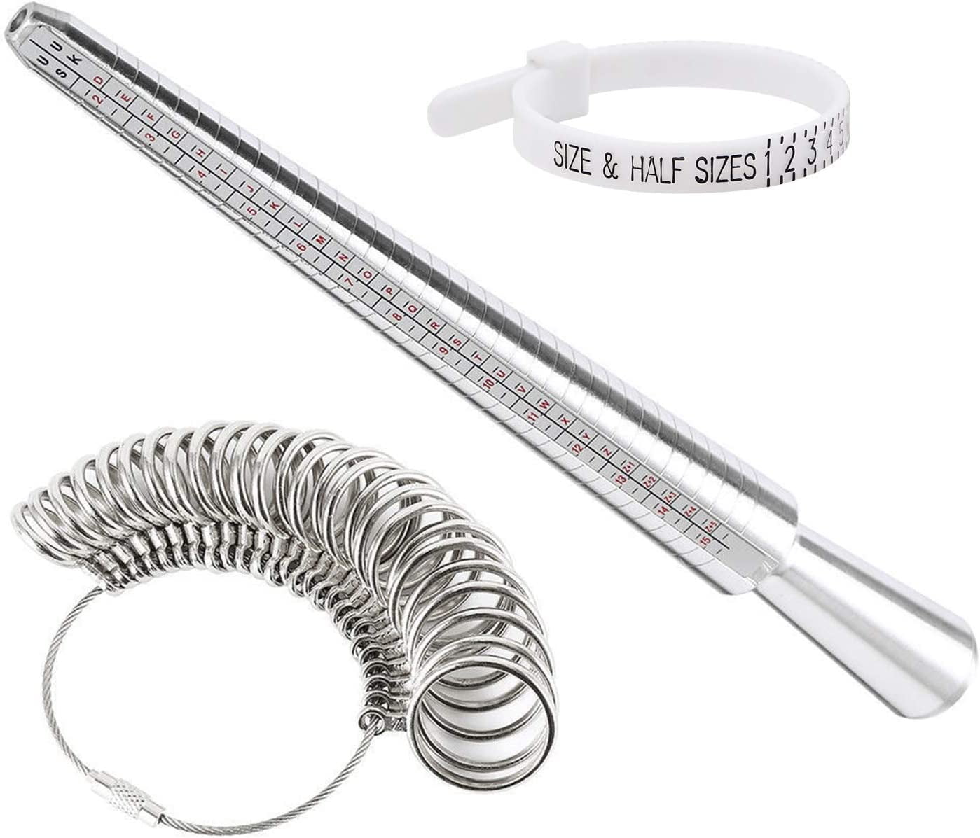 27 PCS Ring Size Kit, Ring Sizer Gauge Set Ring Mandrel US Size 0-13 ...