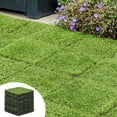 27-Pack Artificial Grass Tiles, Indoor Outdoor Turf Mat Squares Grass ...