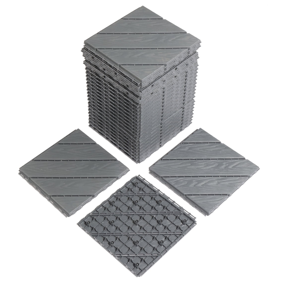 27 Pack Interlocking Deck Tiles, 11.8"x11.8" Plastic Flooring Tiles for ...