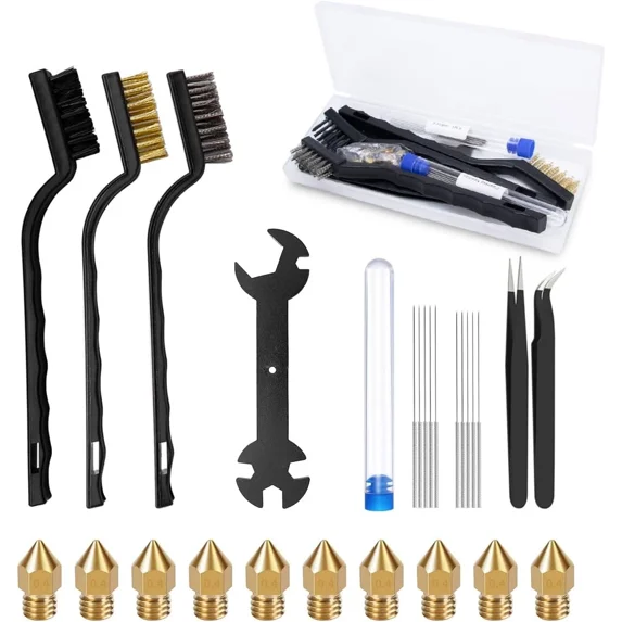 27 Pcs 3D Printer Nozzle Cleaning Kit With Box- Include Mk8 Brass ...