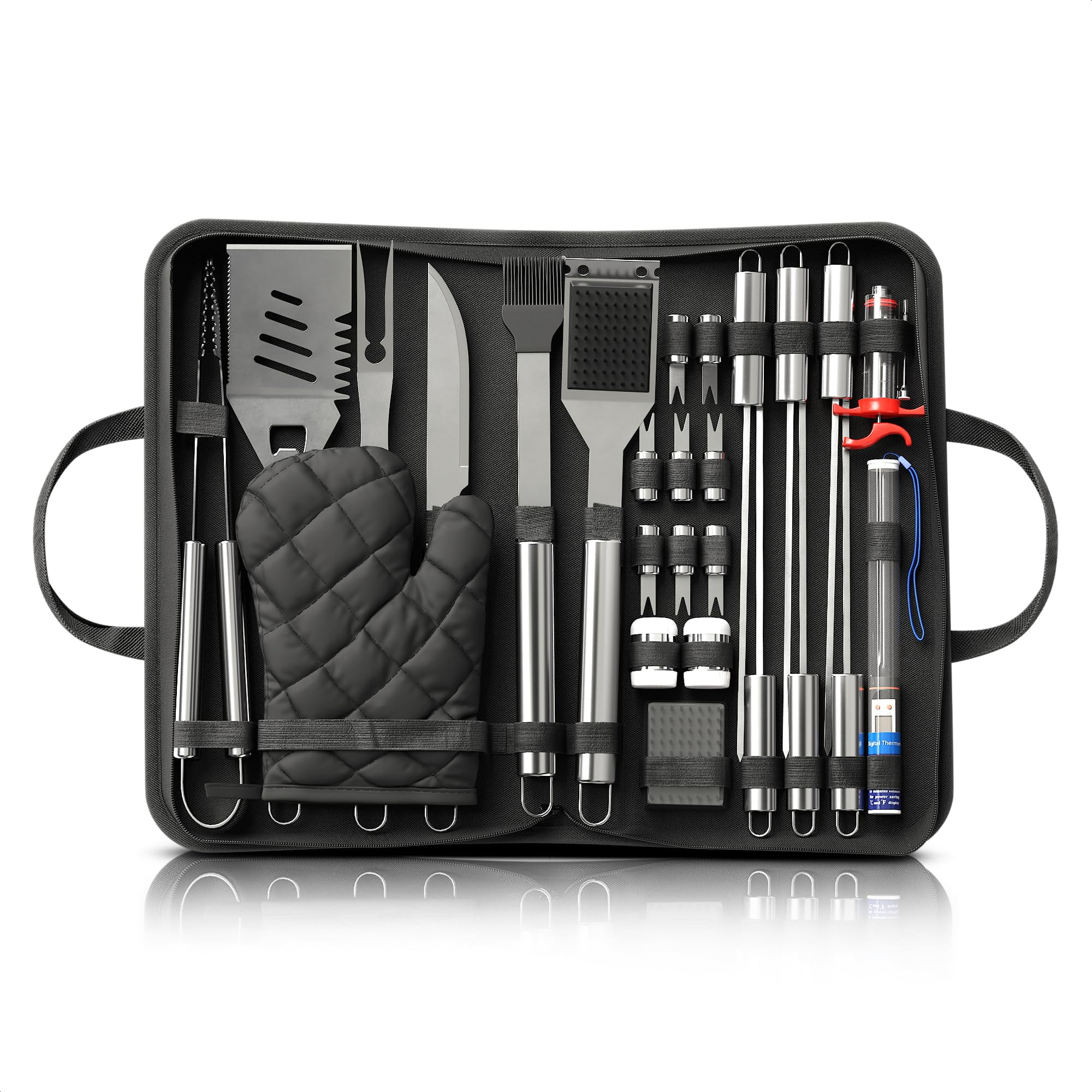 27 Pcs Grill Utensils Set for Outdoor Grill - Steel BBQ Tools Grilling ...