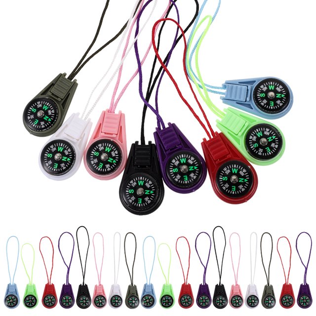 27 Pcs Lanyard Compass Bulk for Camping Travel Accessories Mini Zipper Pull Exterior Navtool ...