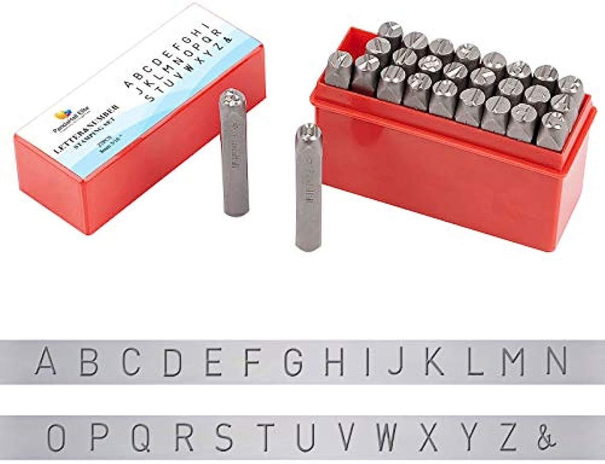 27 Pcs Letter and Ampersand Metal Stamp Set 8mm Alphabet A-Z and Symbol ...