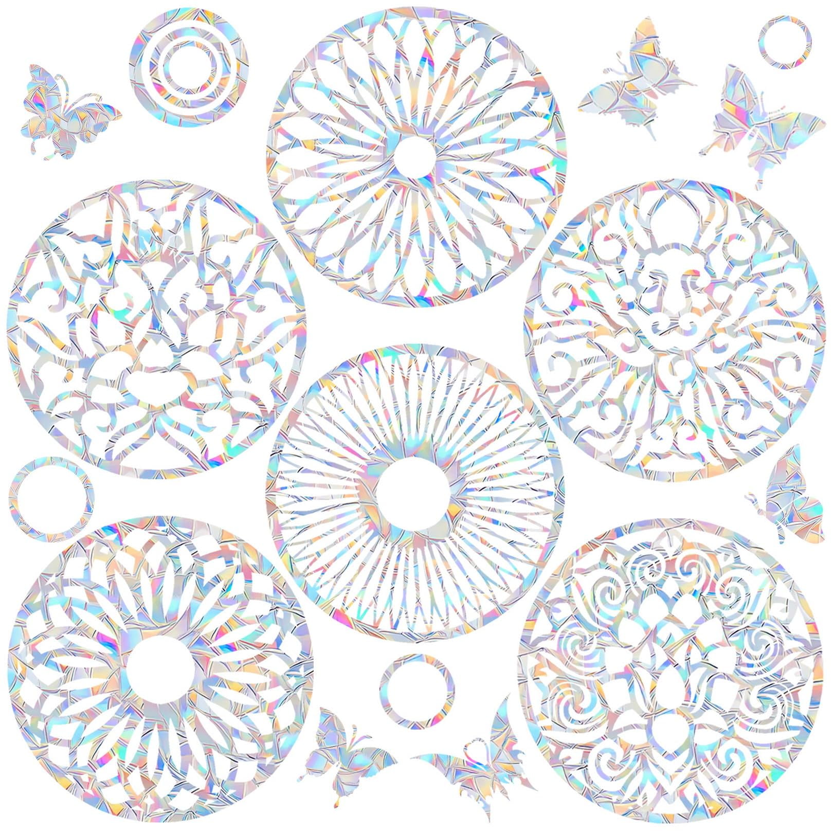 27 Pcs Mandala Circle Butterfly Window Clings - Anti-Collision Window ...