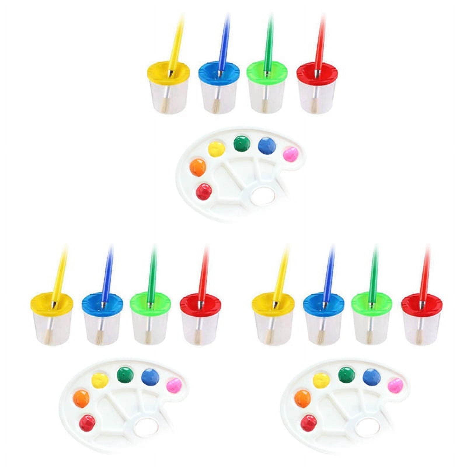 27 Pcs No Spill Paint Cups Set with Paint Brushes and Paint Tray ...