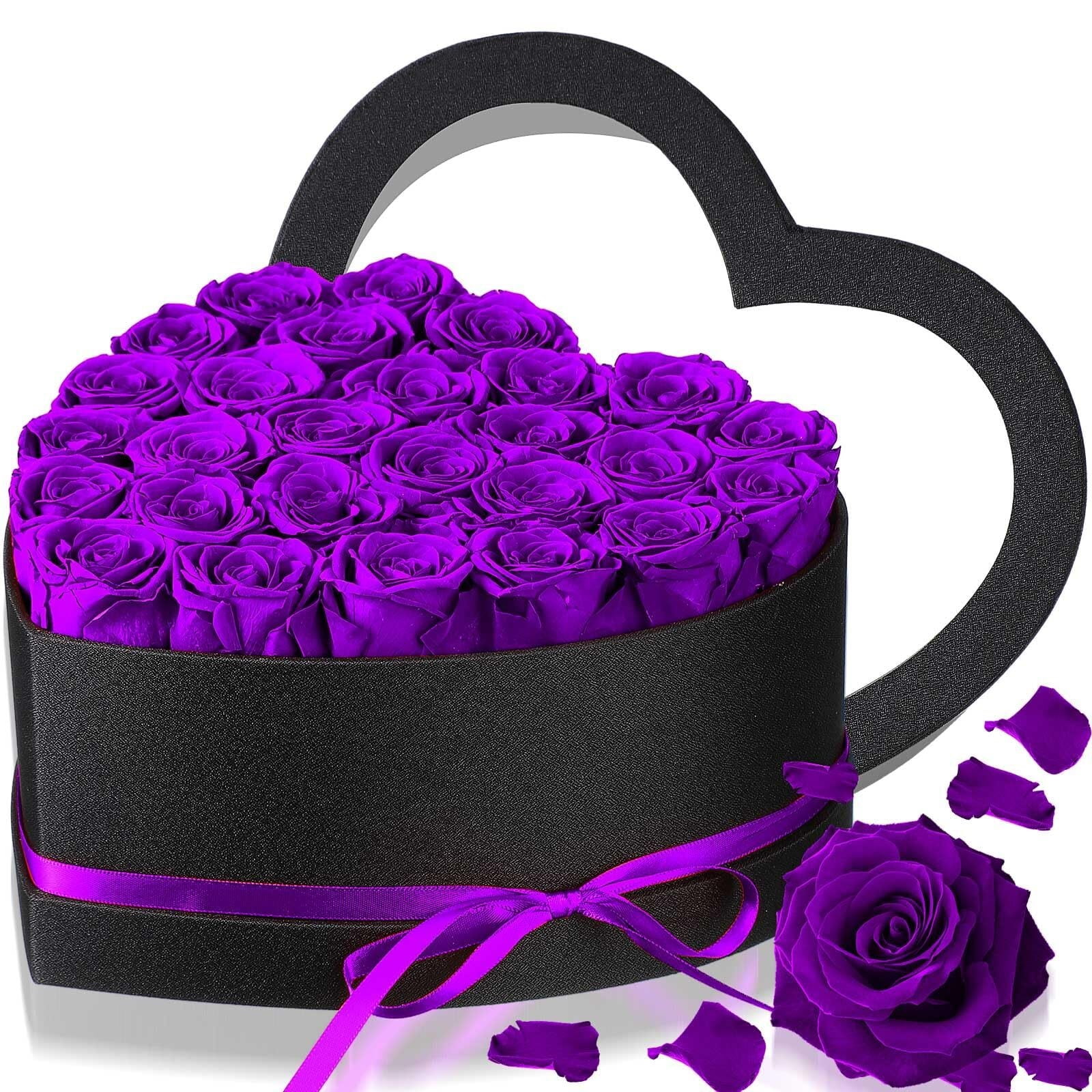 27 Pcs Preserved Roses in Heart Shape Box Eternal Real Flowers Immortal ...