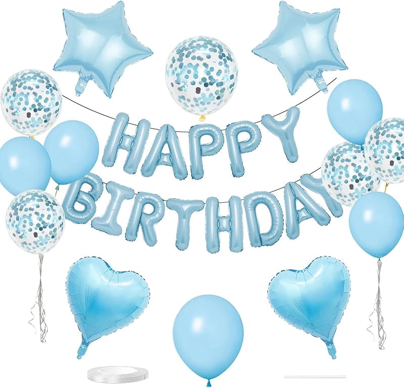 27 Pcs Red Birthday Decorations, 3D Foil Red Happy Birthday Balloon ...