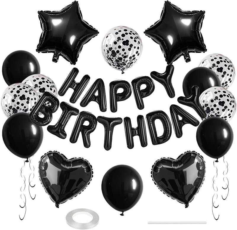 27 Pcs Red Birthday Decorations, 3D Foil Red Happy Birthday Balloon ...