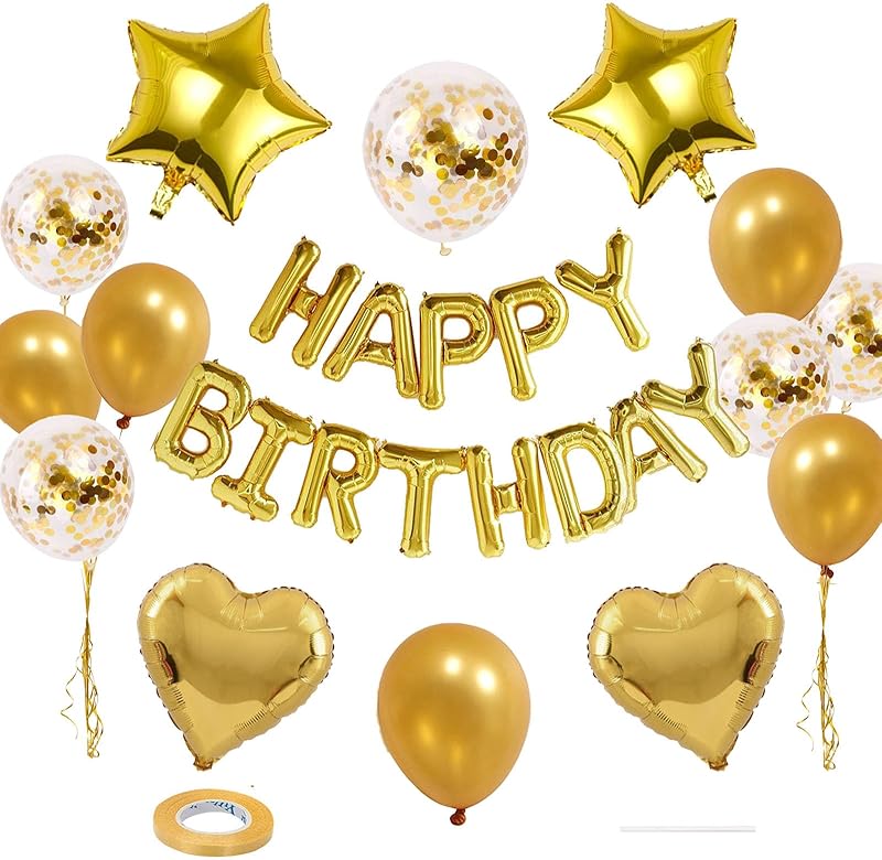 27 Pcs Red Birthday Decorations, 3D Foil Red Happy Birthday Balloon ...