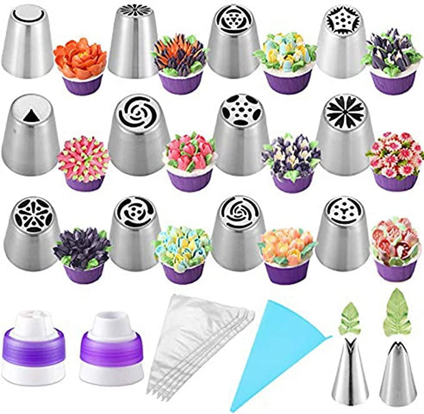 27 Pcs Russian Piping Tips Set, Cake Decorating Tips Baking Supplies ...