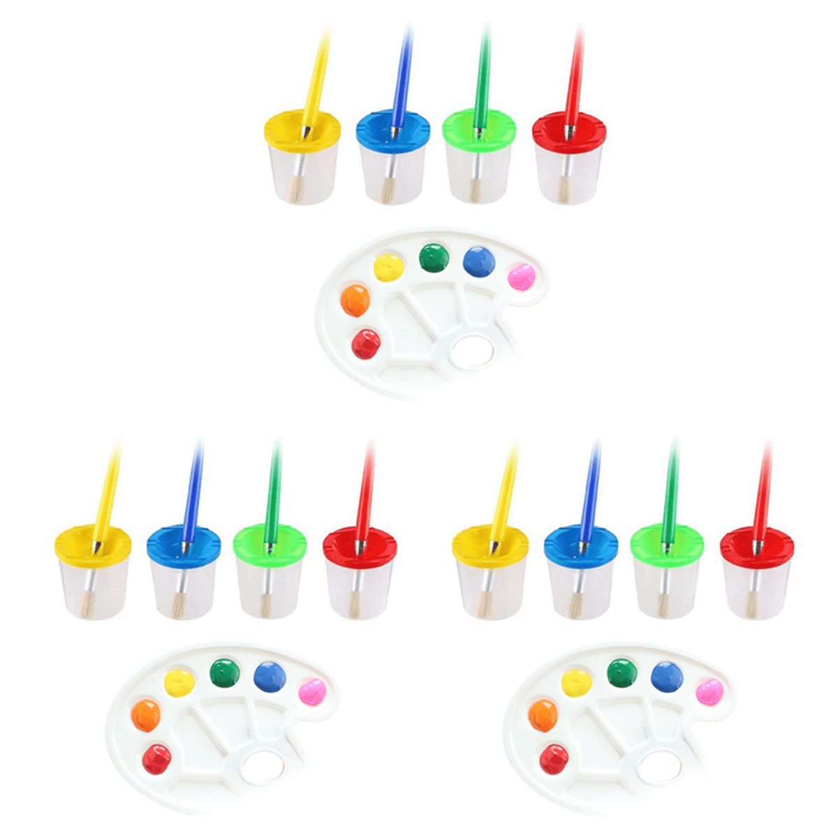 27 Pcs No Spill Paint Cups Set with Paint Brushes and Paint Tray ...