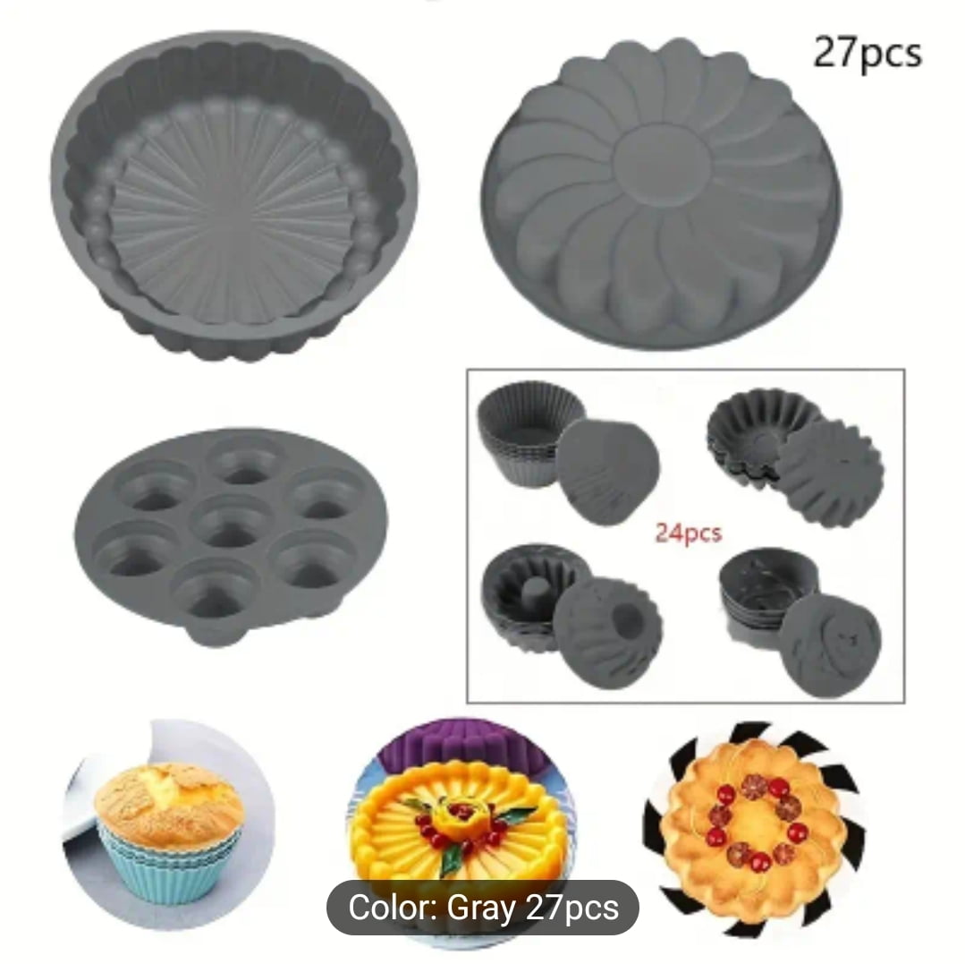 27 Piece Silicone Baking Pans Set, Nonstick Bakeware Sets, BPA Free ...