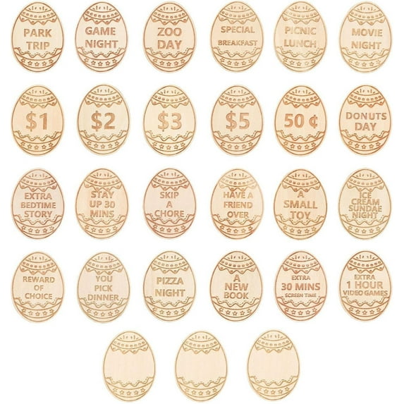 27-Piece Wooden Easter Egg Fillers For Kids - Decorative Craft Eggs For ...