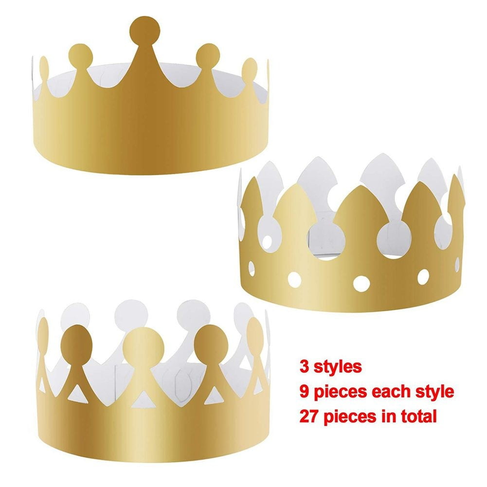 27 Pieces Golden Paper Crown Party Gold Crowns Hats Golden-king-crowns ...