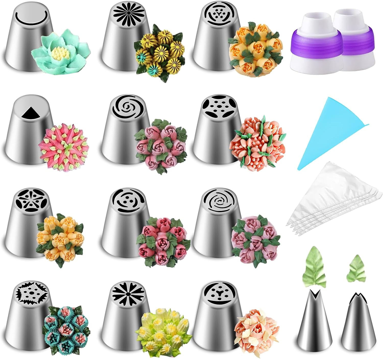 27 Pieces Russian Piping Tips Set, Cake Decorating Tips Baking Supplies ...