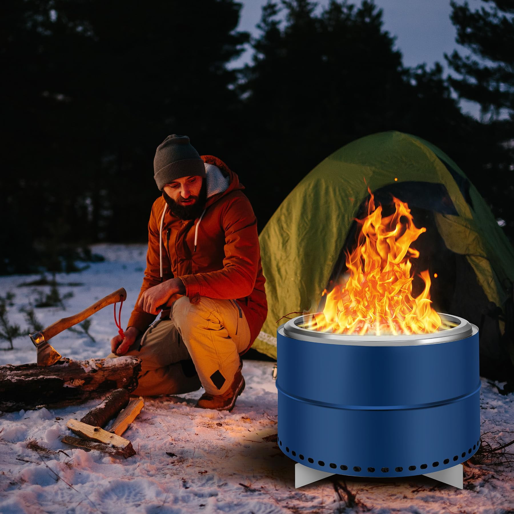 27" Portable Smokeless Fire Pit with Stand - Bonfire Wood Burning for ...