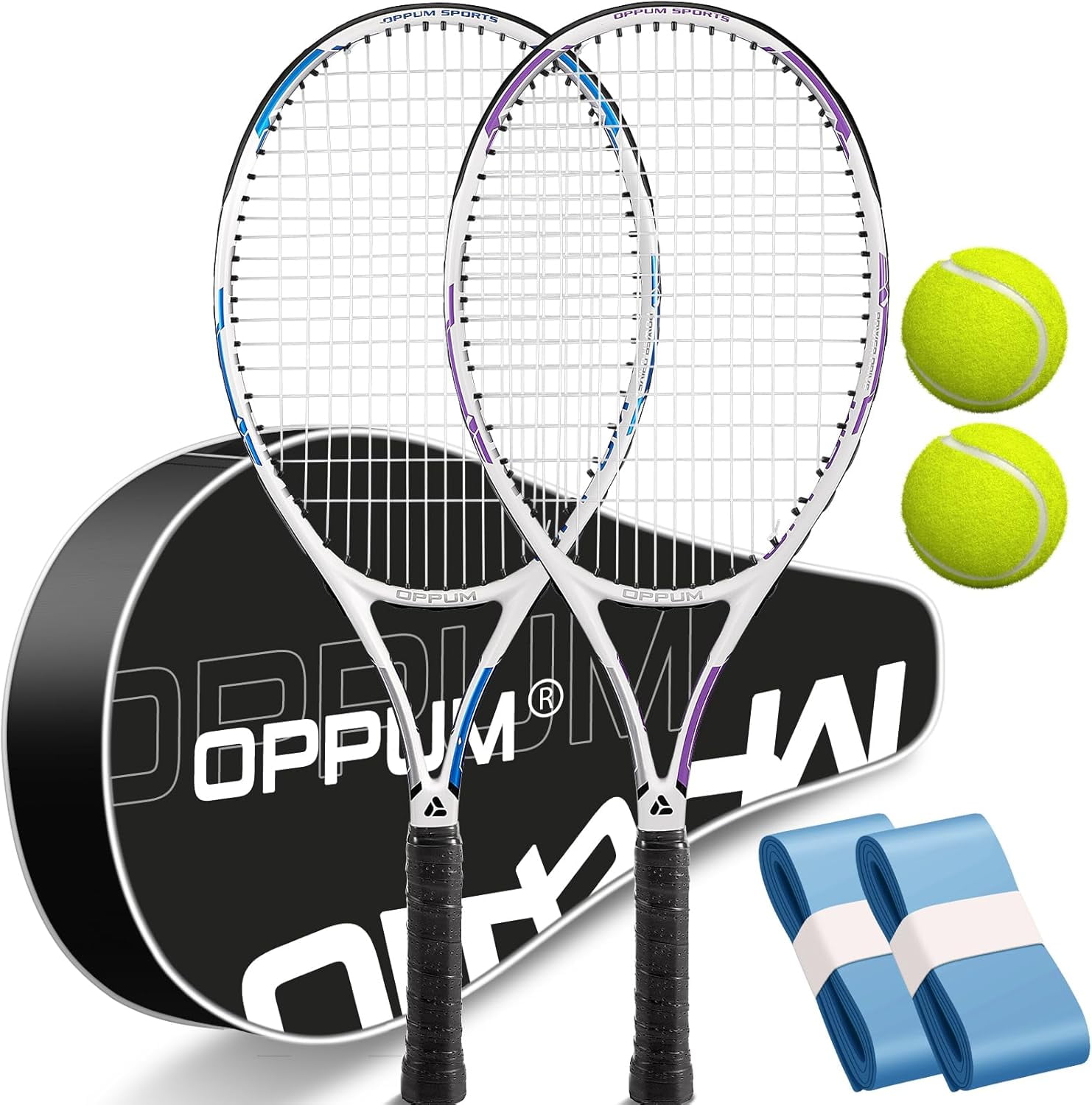 27" Pro Tennis Rackets (2-Pack), Lightweight, Durable Strings, Ideal for Beginner/Intermediate ...