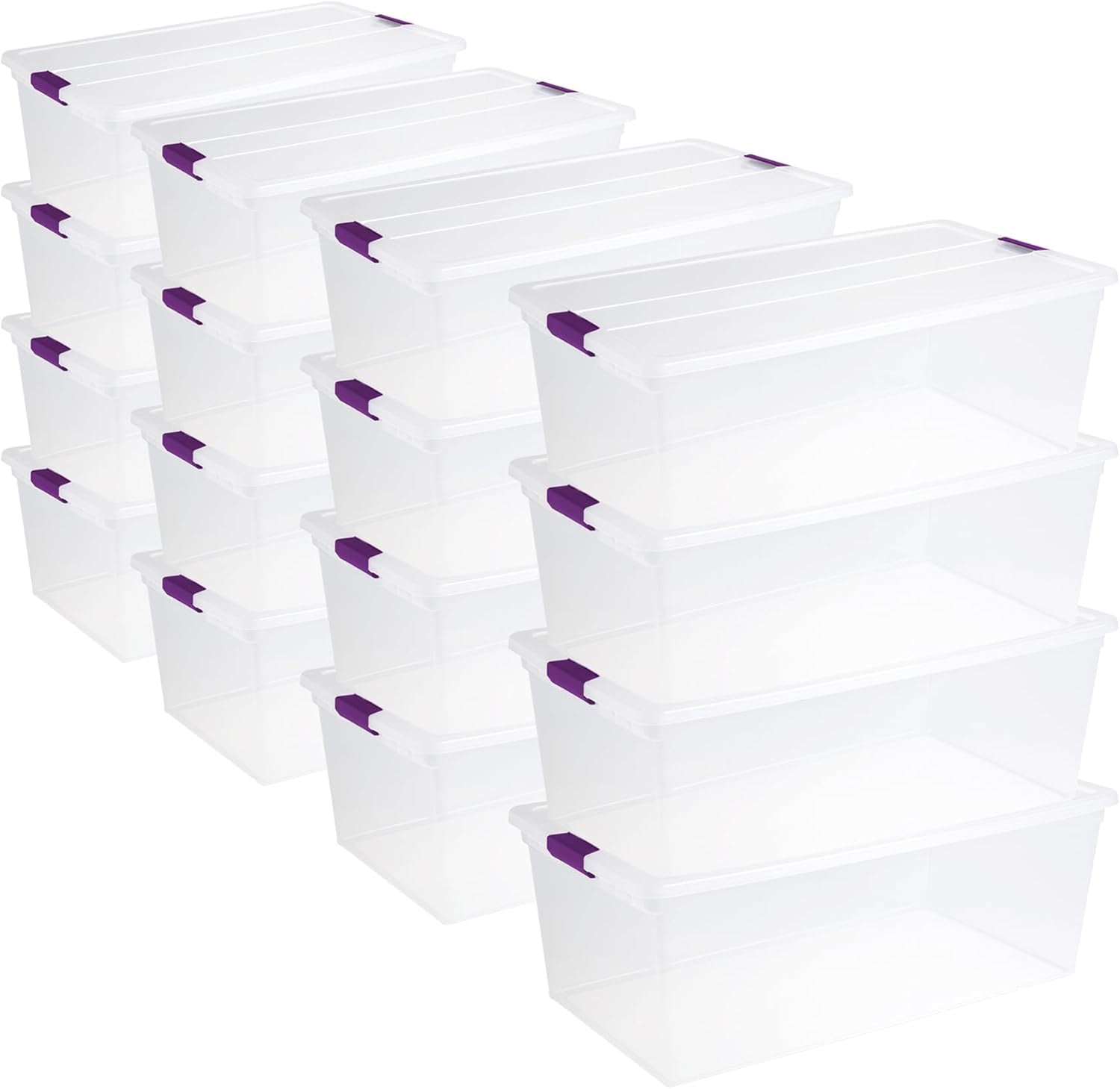 27 Qt ClearView Latch Storage Box Stackable Bin with Latching Lid ...