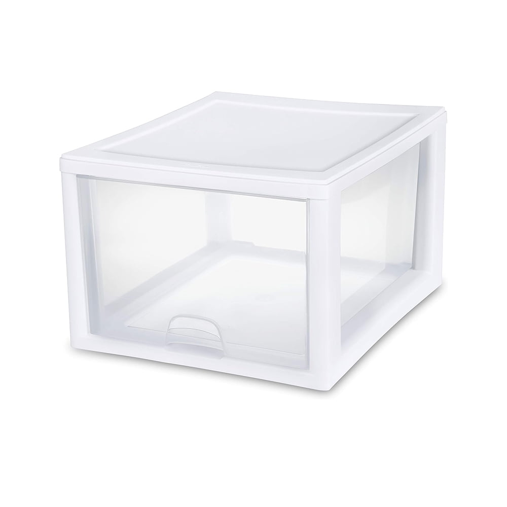 27 Qt Stacking Storage Drawer, Stackable Plastic Bin Drawer with Clear ...