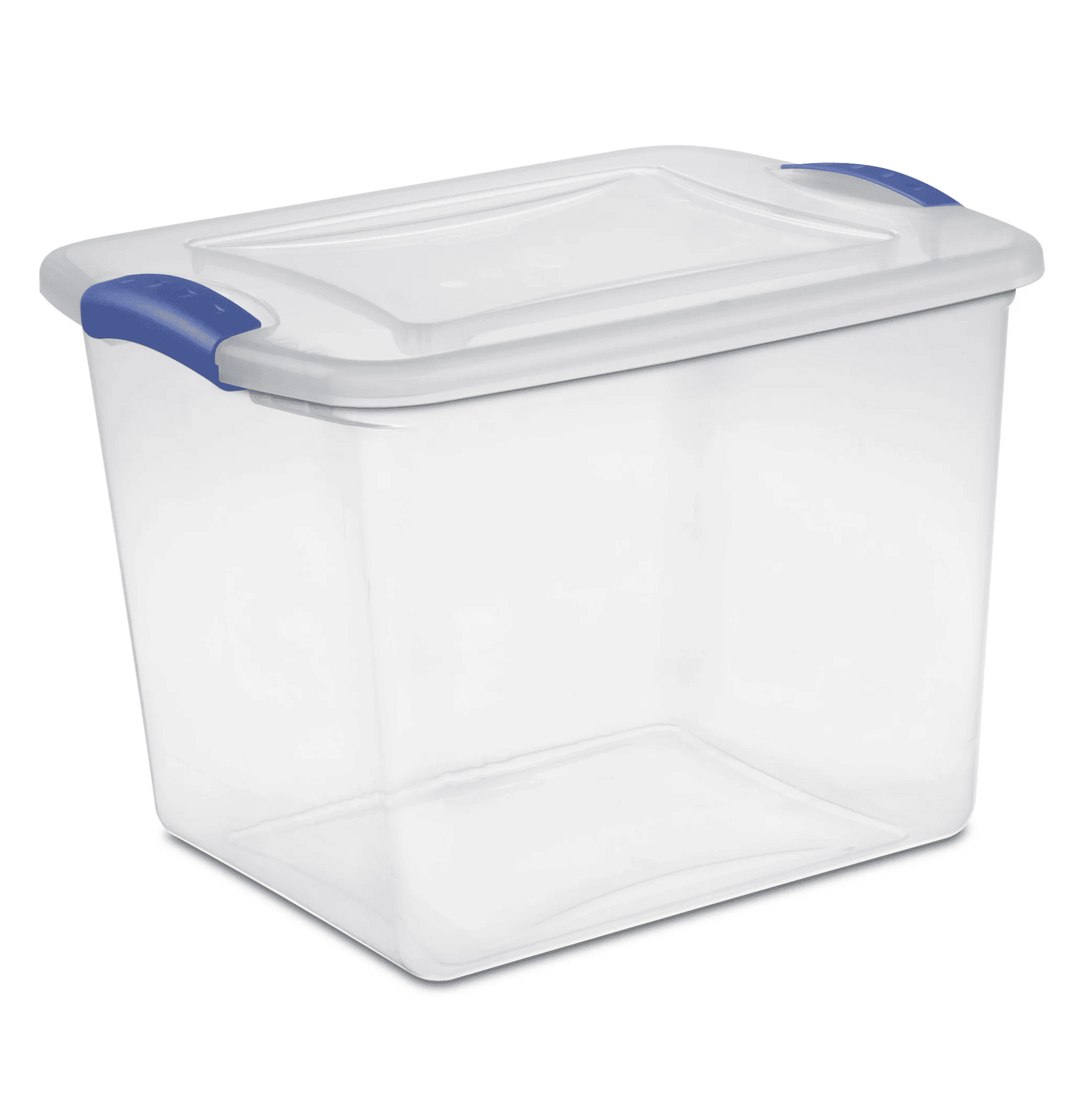 27 Quart Clear Plastic Storage Container with Lid, Blue - Stackable ...