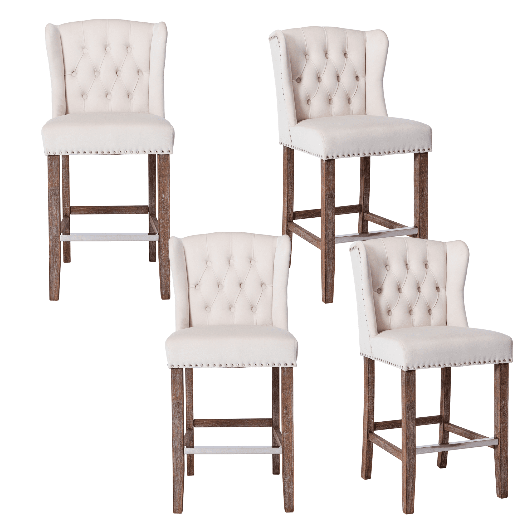 27" Seat Height Bar Stools, Counter Height Upholstered Barstools with ...