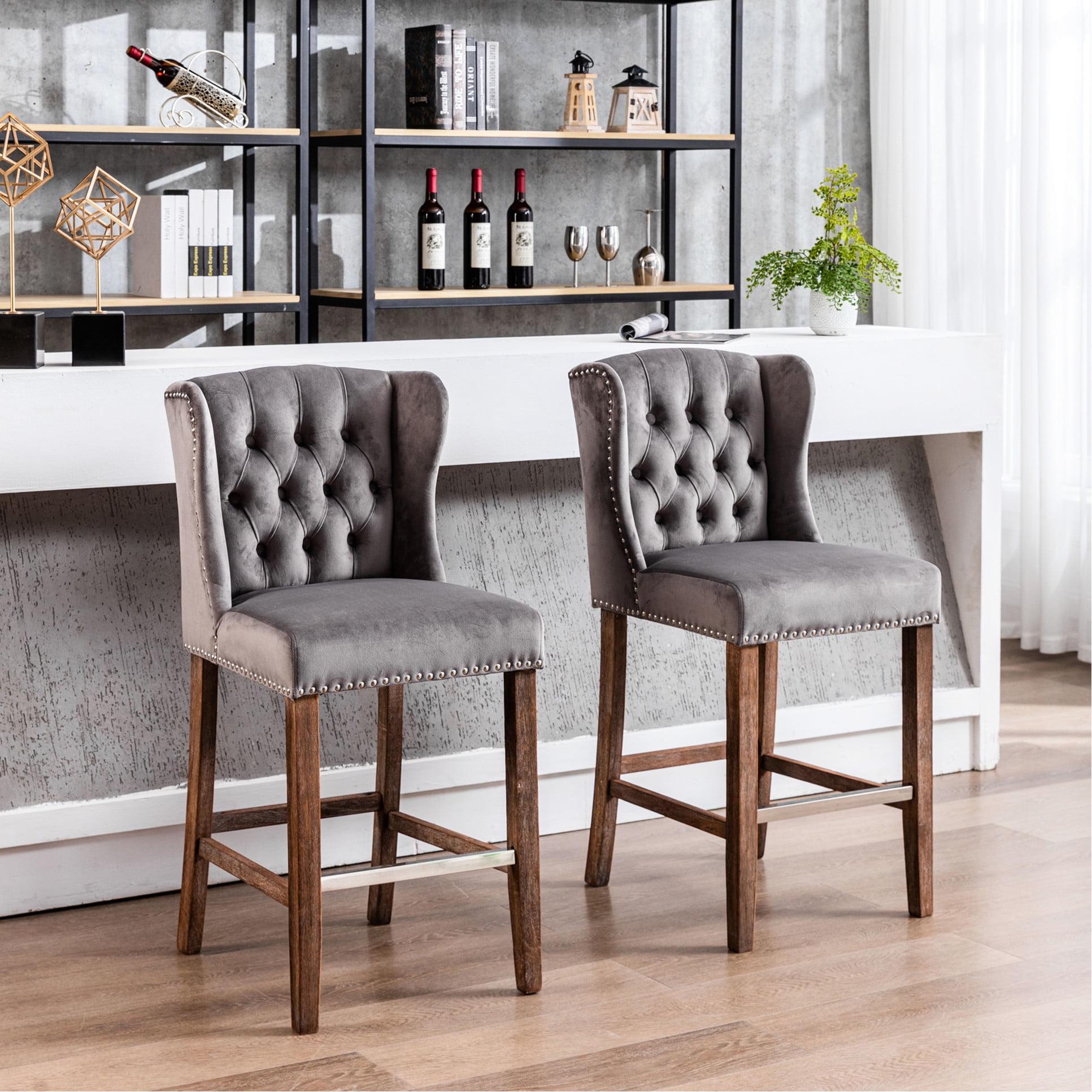 27" Seat Height , Counter Upholstered Seating, Wingback Breakfast ...