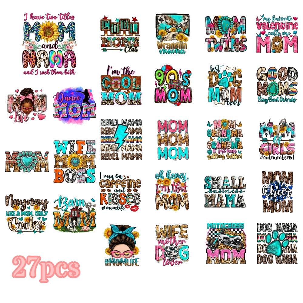 27 Sheets Mother's Day Iron On Transfers, DTF Transfer Ready to Press ...