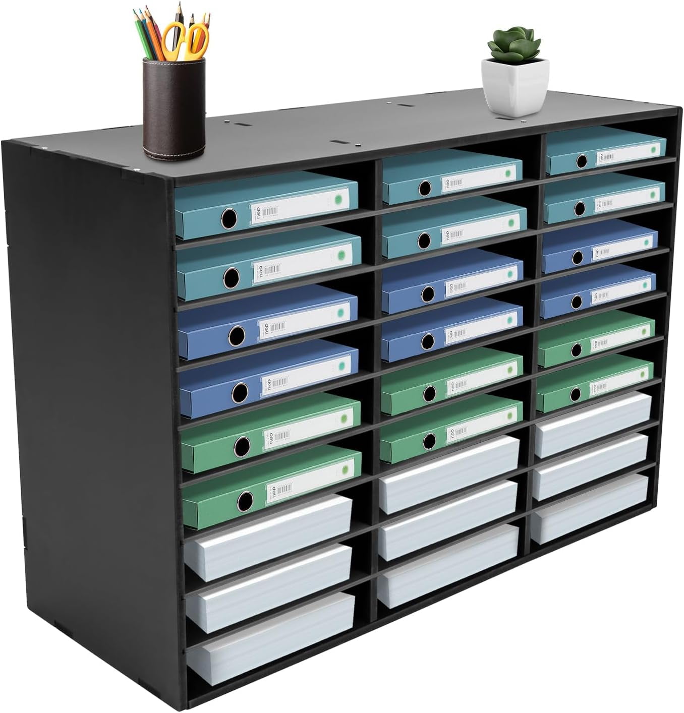 27 Slots Desktop File Sorter Literature Organizer Mail Paper Storage ...