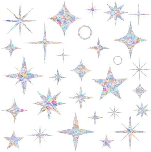 27 Star & 3 Circle Ring Window Clings - Anti-Collision Decals, Non ...