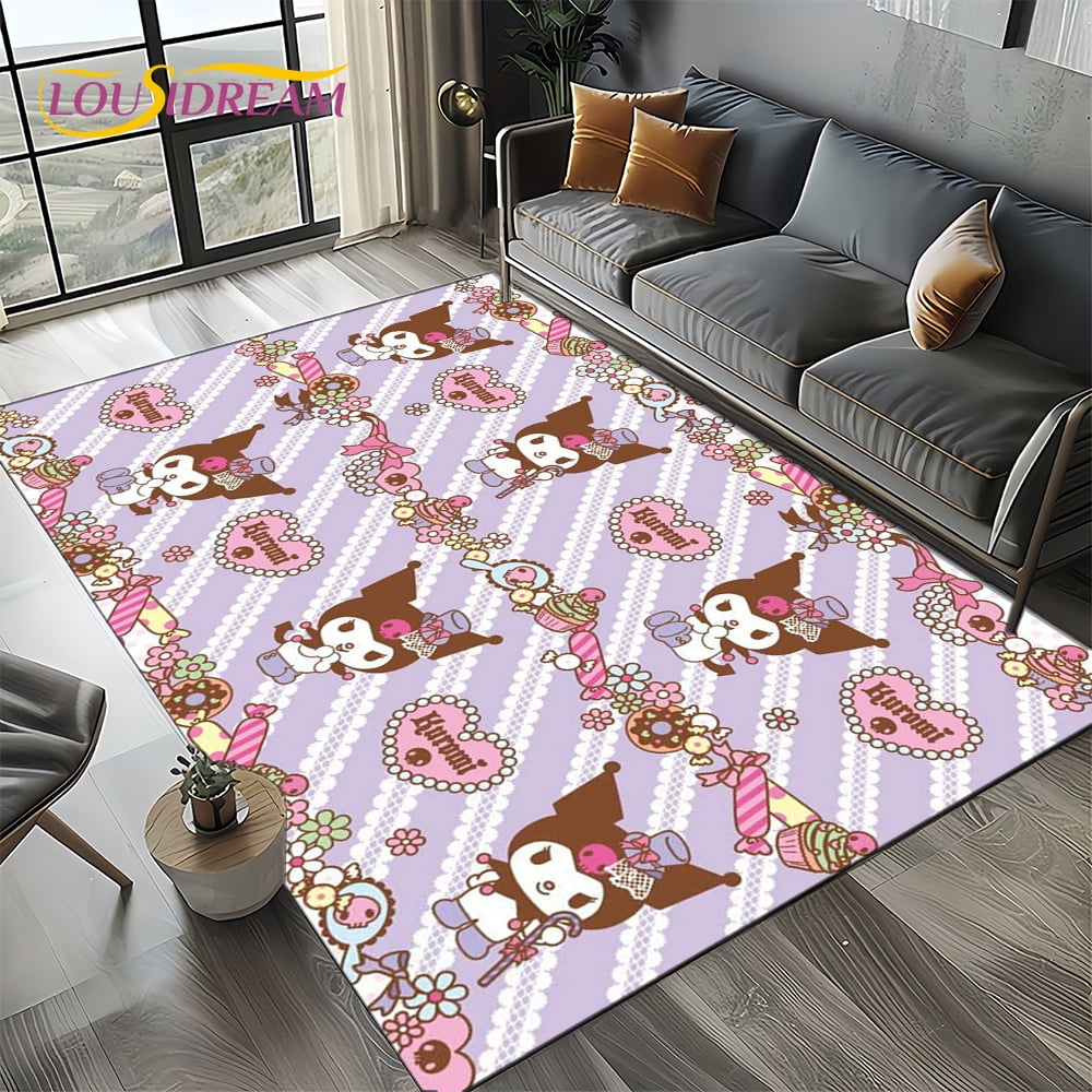 27 Style Cute Kuromi Cartoon Sanrio Carpet Rug for Bedroom Living Room ...