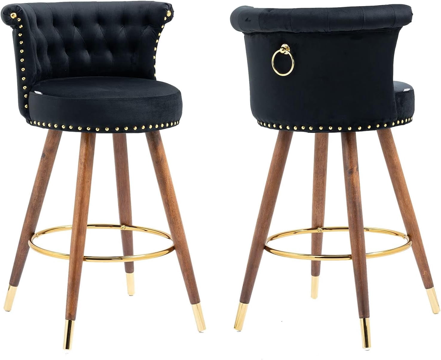 Swivel Bar Stools, Mid Century Modern Upholstered Bar Chairs with Back ...