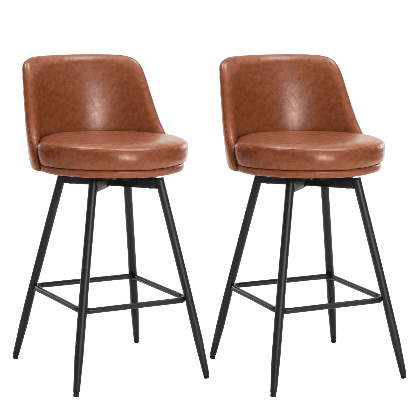 27" Swivel Bar Stools Set of 2, Modern Leather Counter Stools with ...