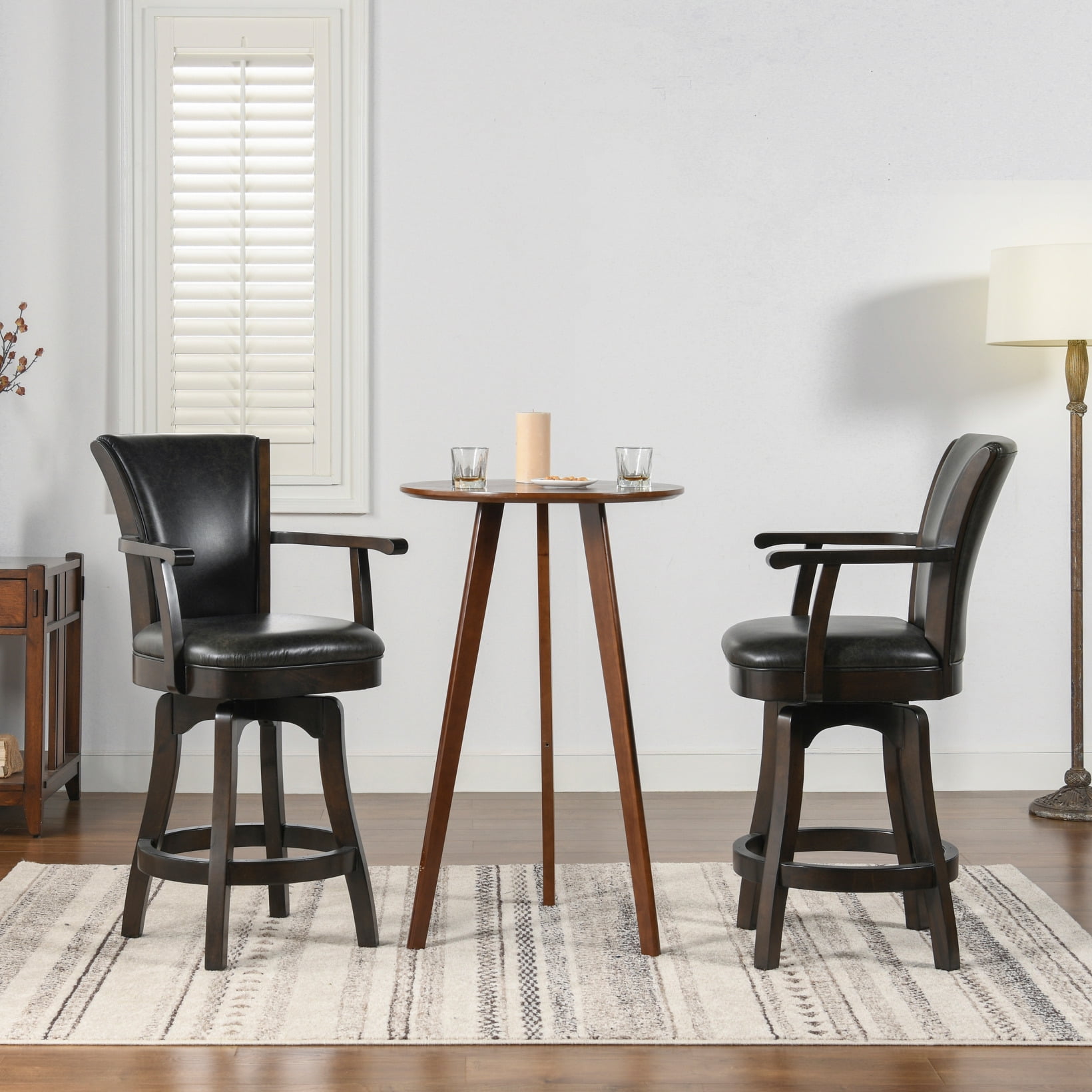 27” Swivel Counter Height Bar Stool, High Back Swivel Barstool with ...