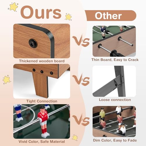 27’’ Tabletop Foosball Table, Portable Compact Soccer Table Game Set w ...